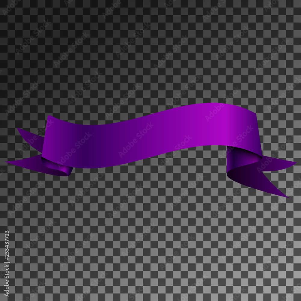 7468548 Realistic Shiny Purple Ribbon banner isolated on transparent ...