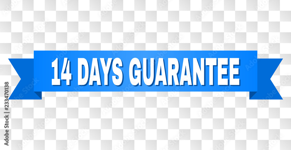 14 DAYS GUARANTEE text on a ribbon. Designed with white caption and ...