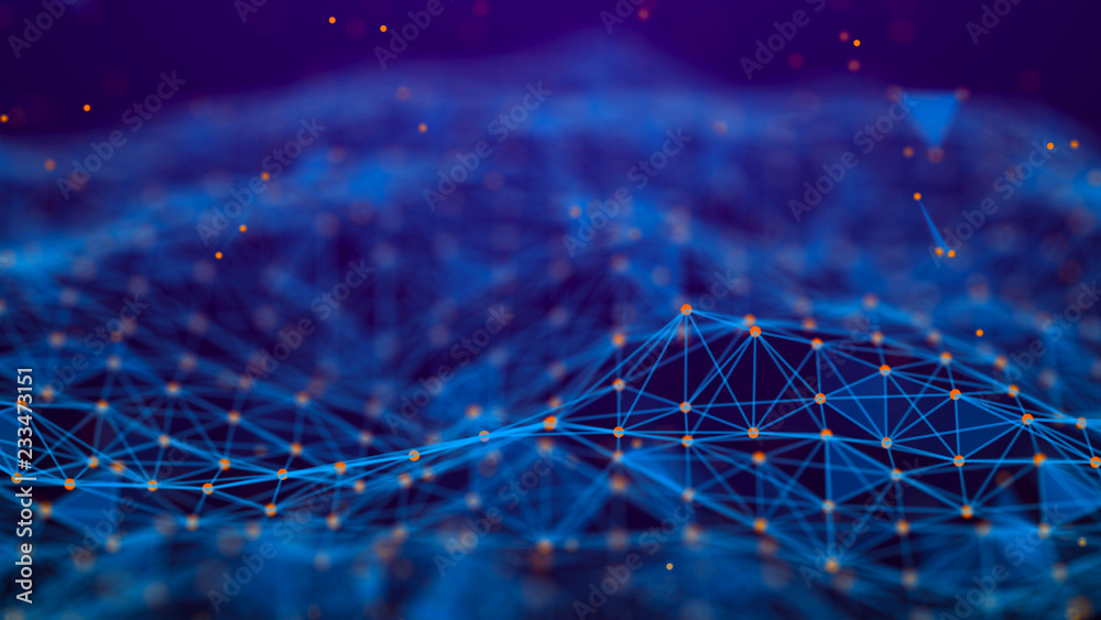 Abstract technology background. Network connection. Artificial ...