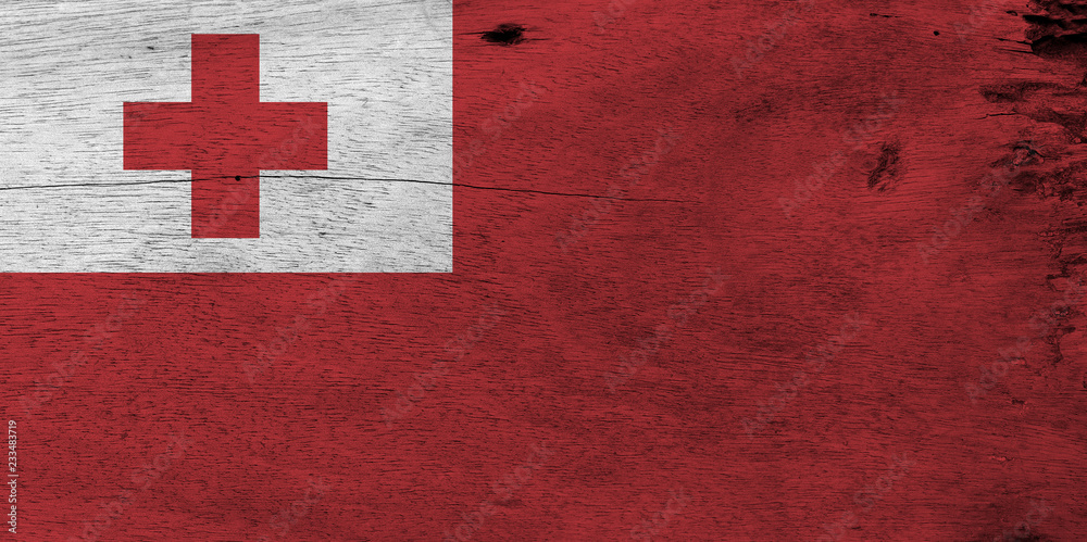 Flag of Tonga on wooden plate background. Grunge Tongan flag texture, A ...