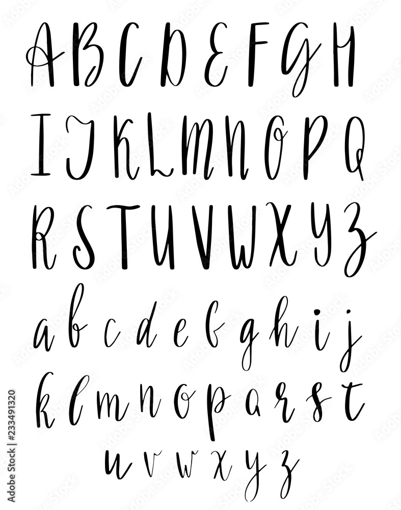 Vector English Alphabet. Handwritten Script. Hand Lettering and Custom ...