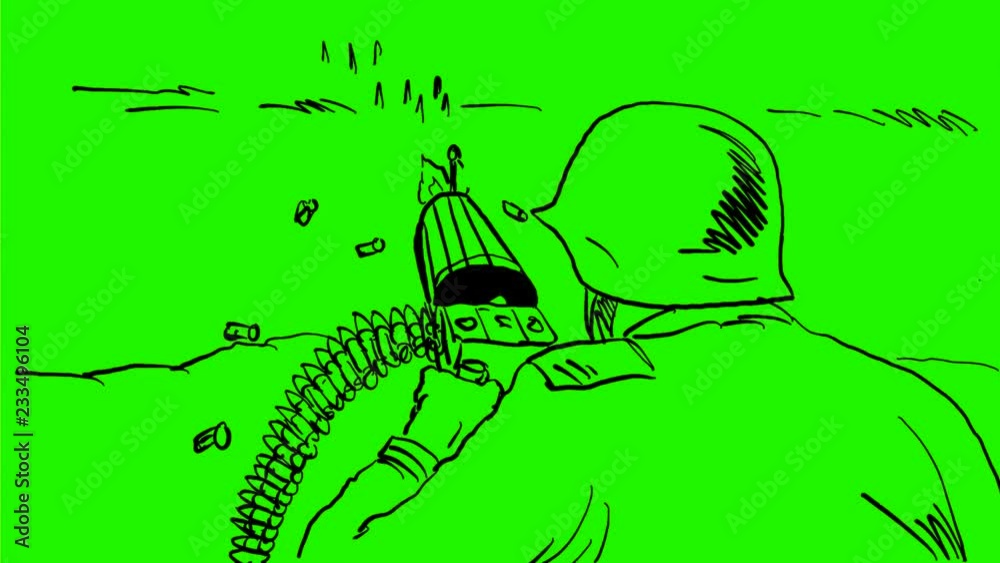 2d Animation motion graphics showing a drawing of a World War two ...