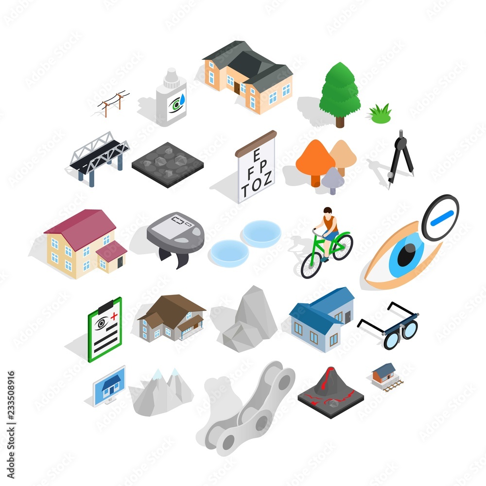 City life icons set. Isometric set of 25 city life vector icons for web ...