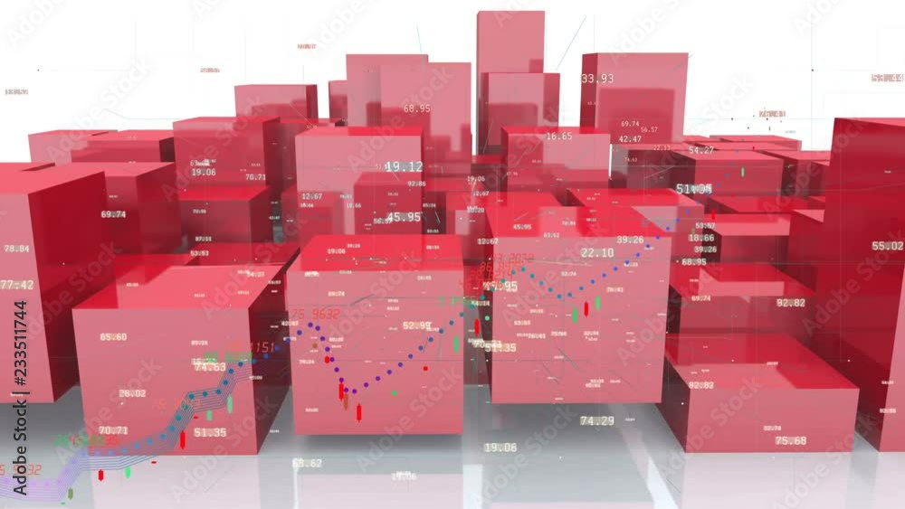4k growing charts and flowing counters of numbers with symbols of ...