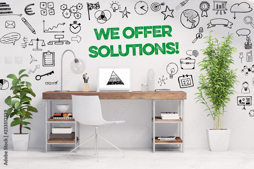 Service Konzept mit We Offer Solutions Slogan Stock Illustration ...