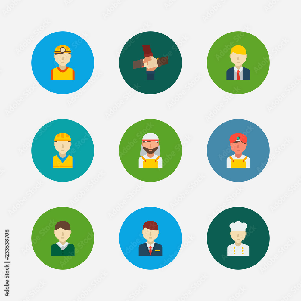 Profession icons set. Teamwork and profession icons with construction ...