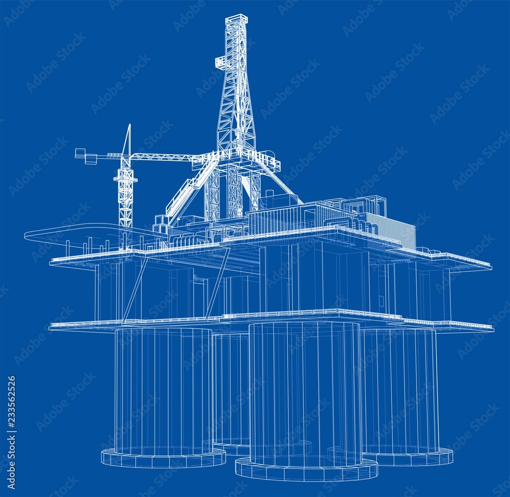 Offshore oil rig drilling platform concept. Vector Stock Vector | Adobe ...