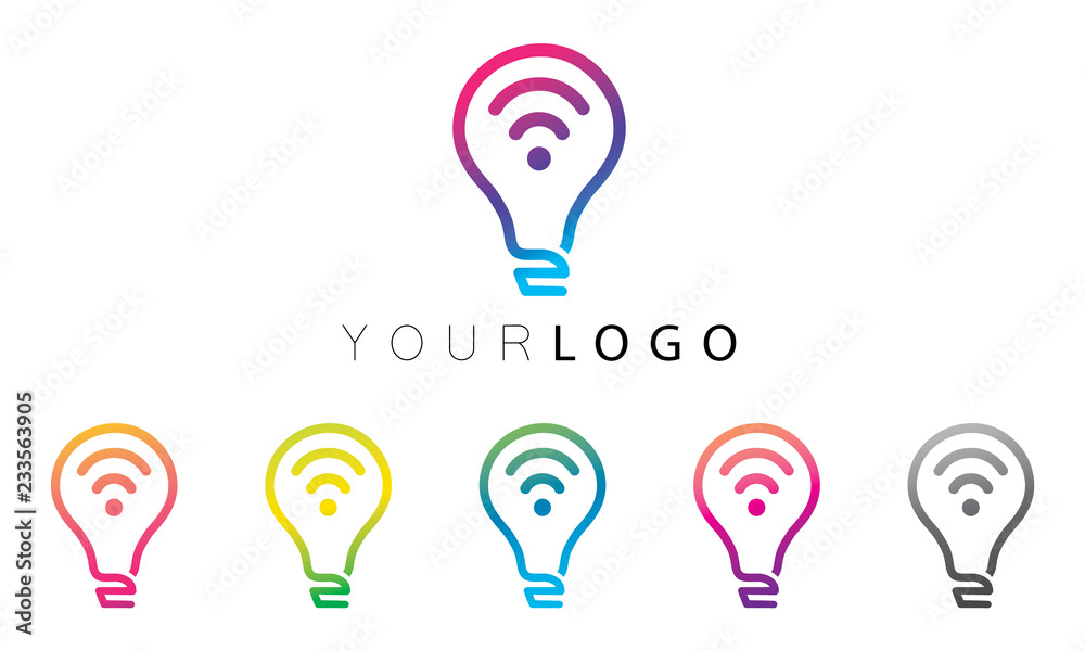 Creative bulb logo and gradient set: idea and smart logo design vector ...