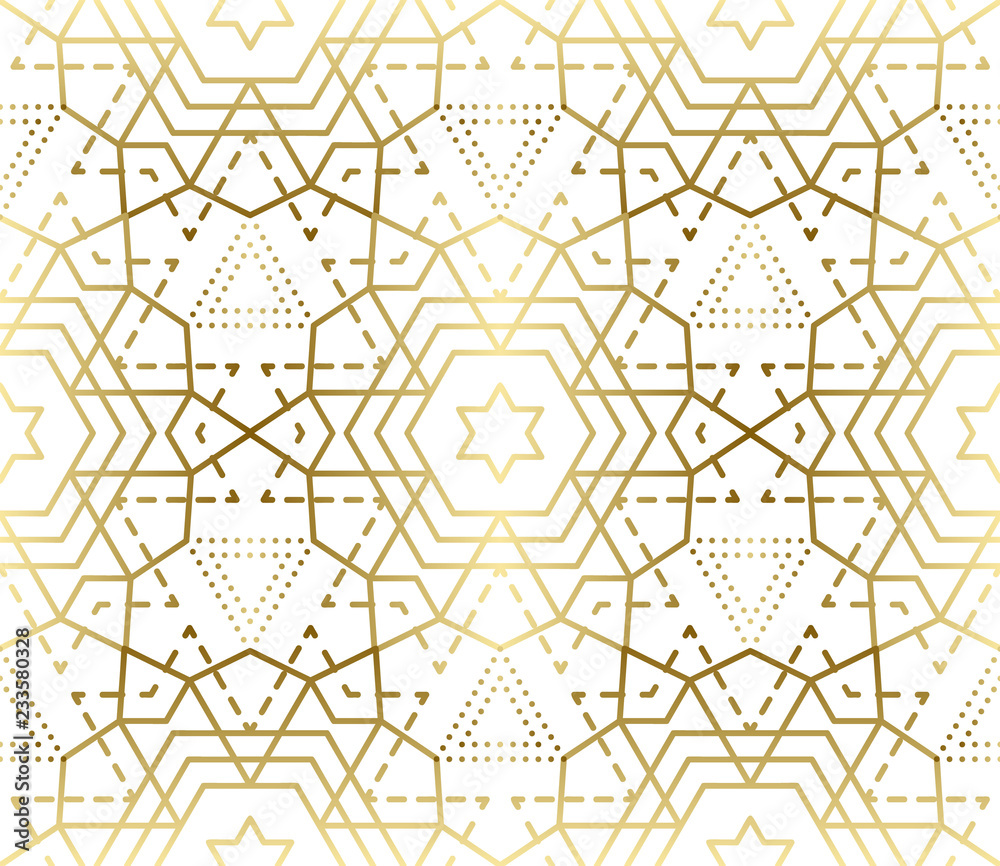 Gradient gold white seamless sacred geometry pattern. Golden sacral ...