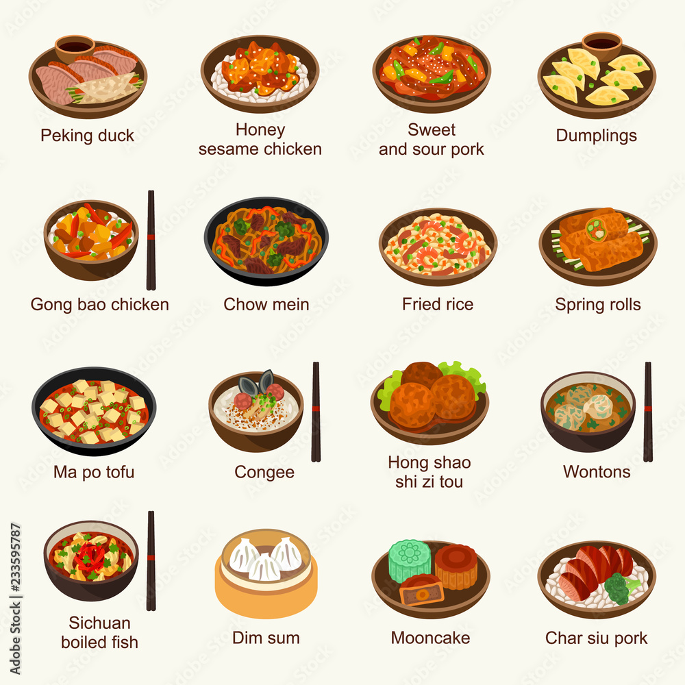 Chinese food vector illustration set Stock Vector | Adobe Stock
