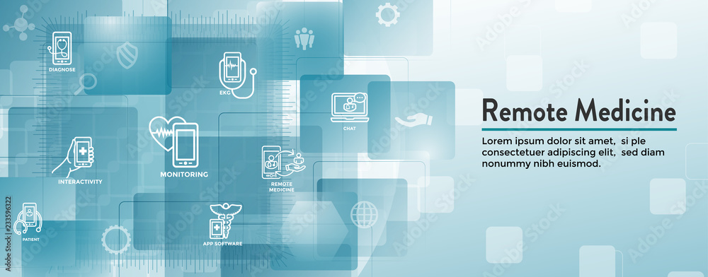 Telemedicine abstract idea with icons illustrating remote health and ...