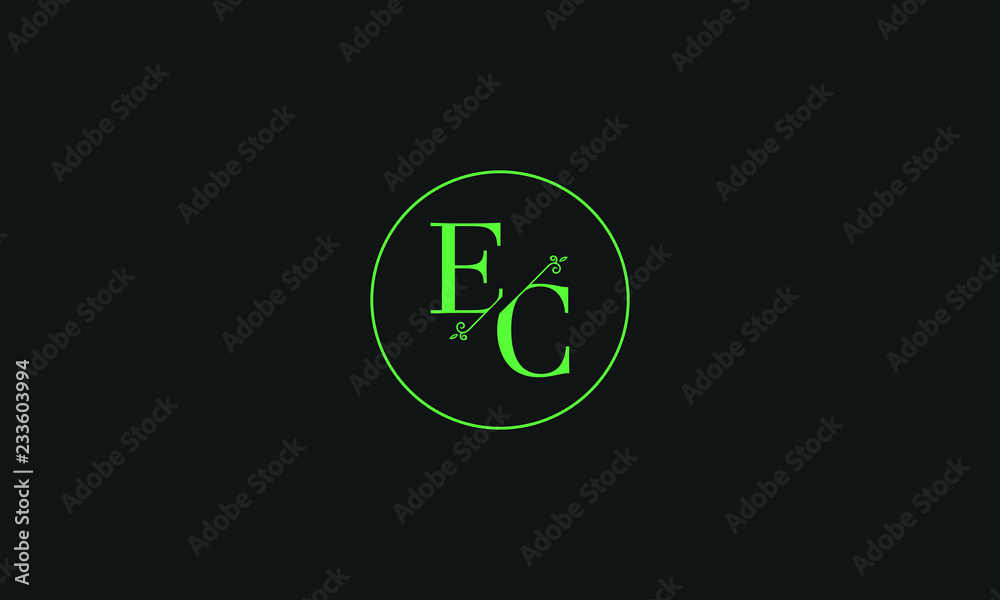 LETTER E AND C MONOGRAM LOGO WITH CIRCLE FRAME FOR LOGO DESIGN OR ...