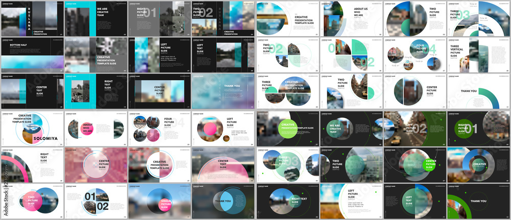 Minimal presentations design, portfolio vector templates with circle ...