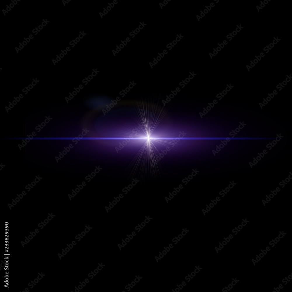 Isolated realistic lens flare visual effect on black night background ...