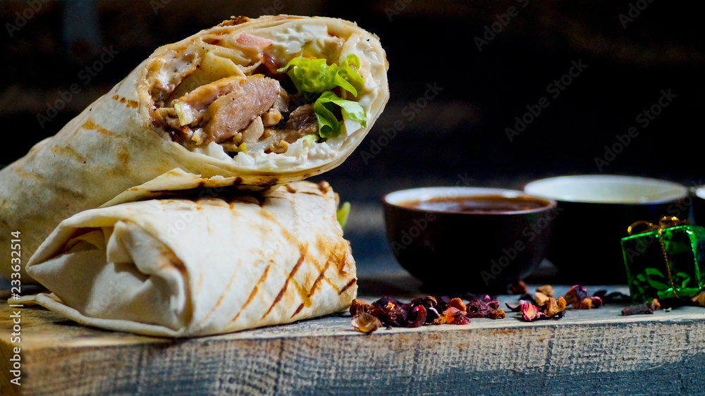 the Doner kebab in the restaurant Stock Photo | Adobe Stock