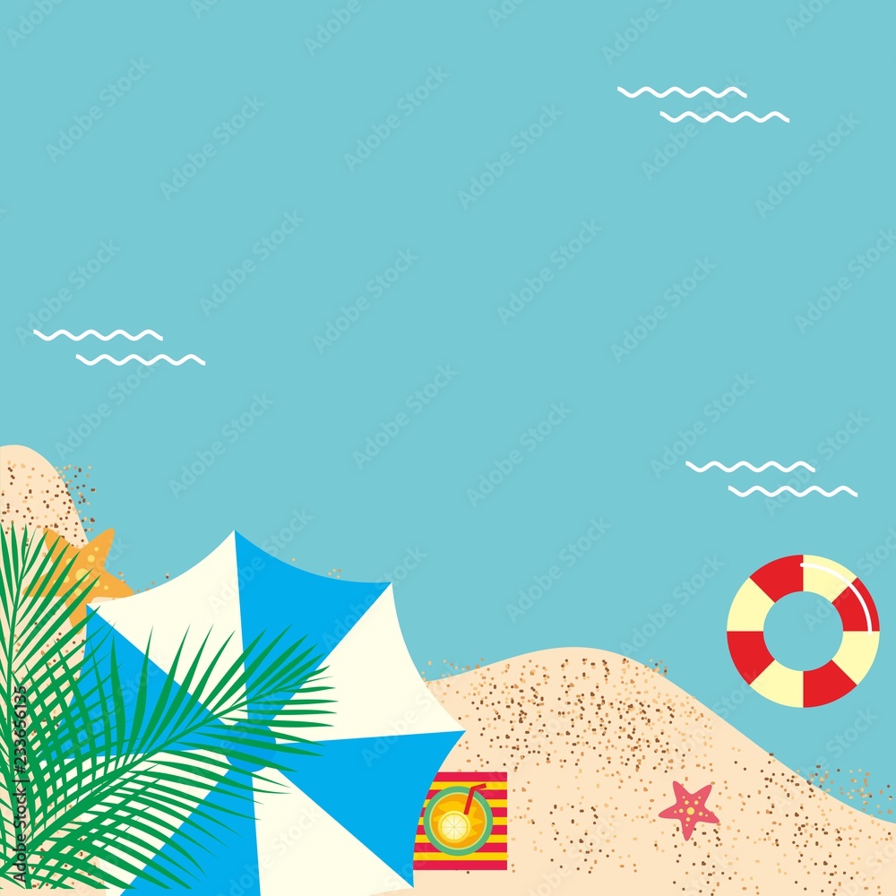 Beach cartoon vector illustration Stock Vector | Adobe Stock