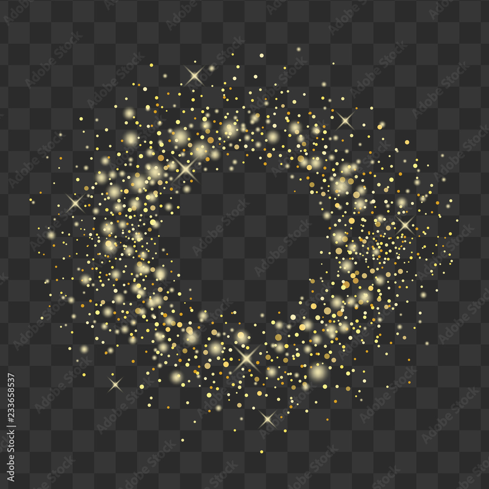 Gold glitter frame on transparent background. Vector shine texture ...