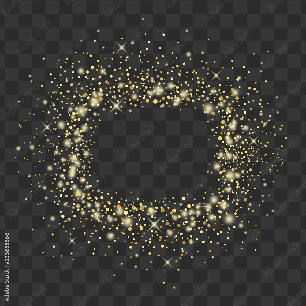 Gold glitter frame on transparent background. Vector shine texture ...