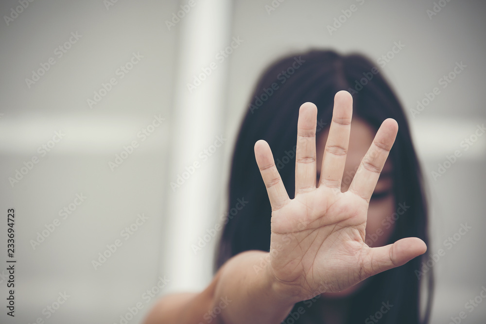 Violence, Abuse, Punishment, Woman raised her hand for dissuade ...
