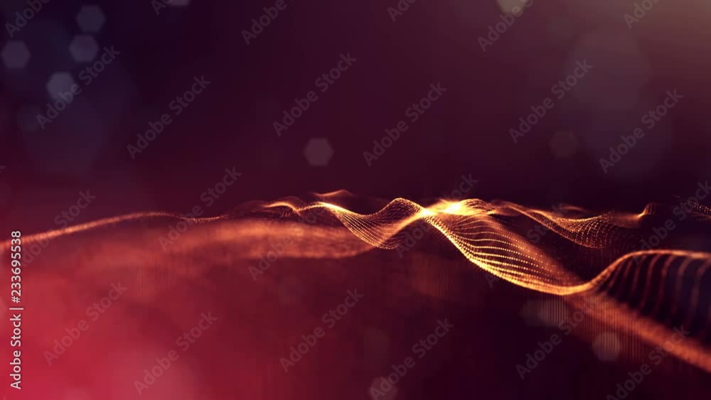 Sci-fi composition with oscillating luminous particles. 4k science fiction background with ...