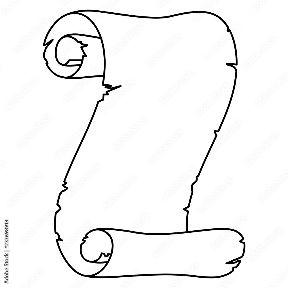 Old paper parchment. Outline drawing Stock Vector | Adobe Stock