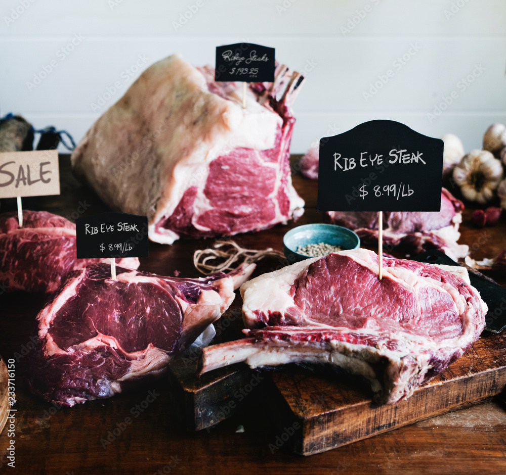 Cuts of beef food photography recipe idea Stock Photo | Adobe Stock