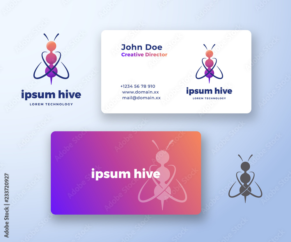 Hive Technology Abstract Vector Logo and Business Card Template. Bee ...