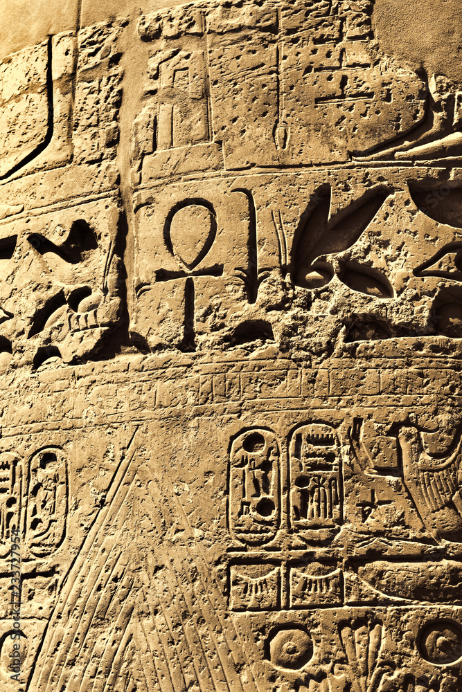 Poster Ancient egyptian hieroglyphs in the Karnak Temple – Wall Art ...