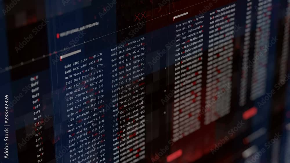 Vídeo Do Stock Hacking Code Strings Running On Screen Cyberattack System Breach Infiltration