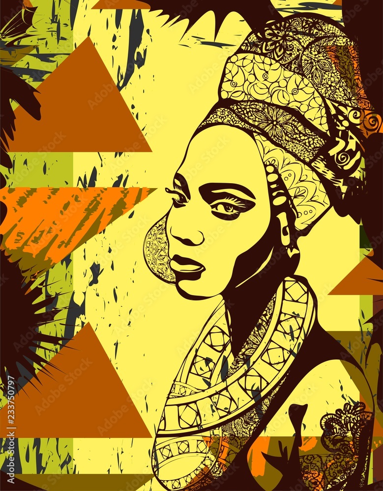 Vector illustration with the african girl for t-shirts, posters, card ...