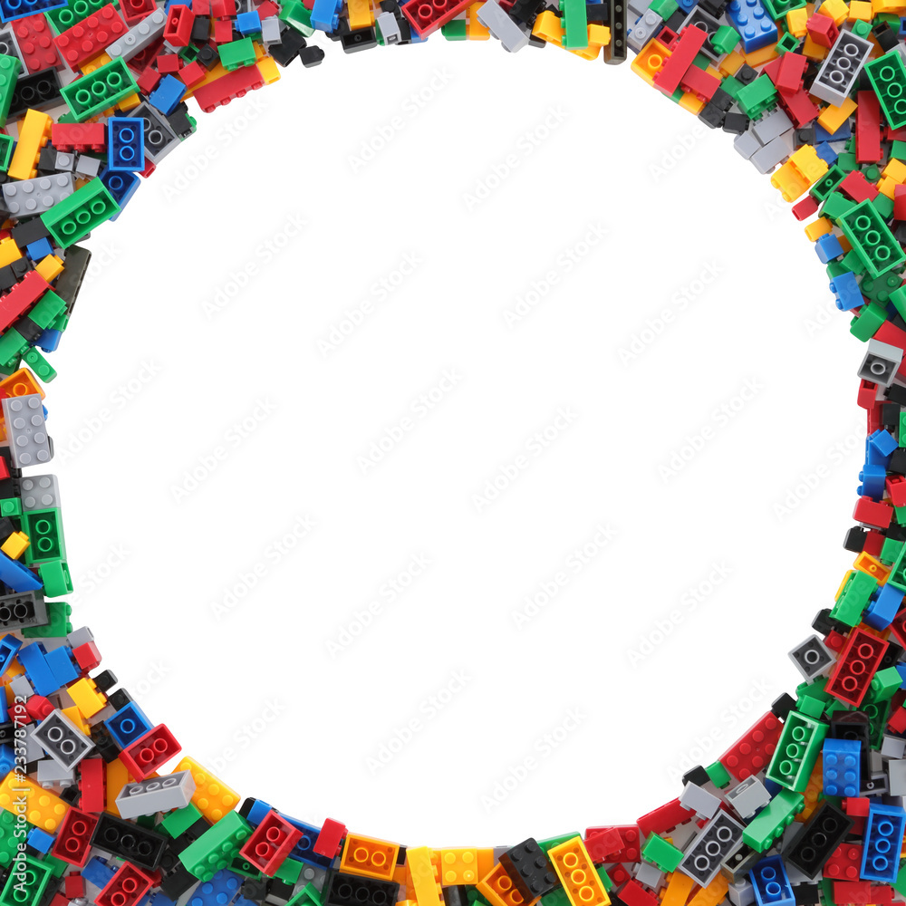 Circle frame of child's building blocks with clipping path Stock Photo ...