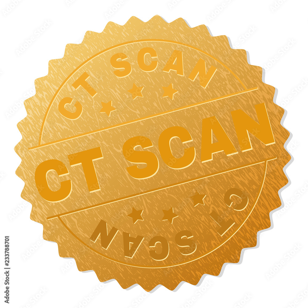 CT SCAN gold stamp medallion. Vector golden award with CT SCAN text ...