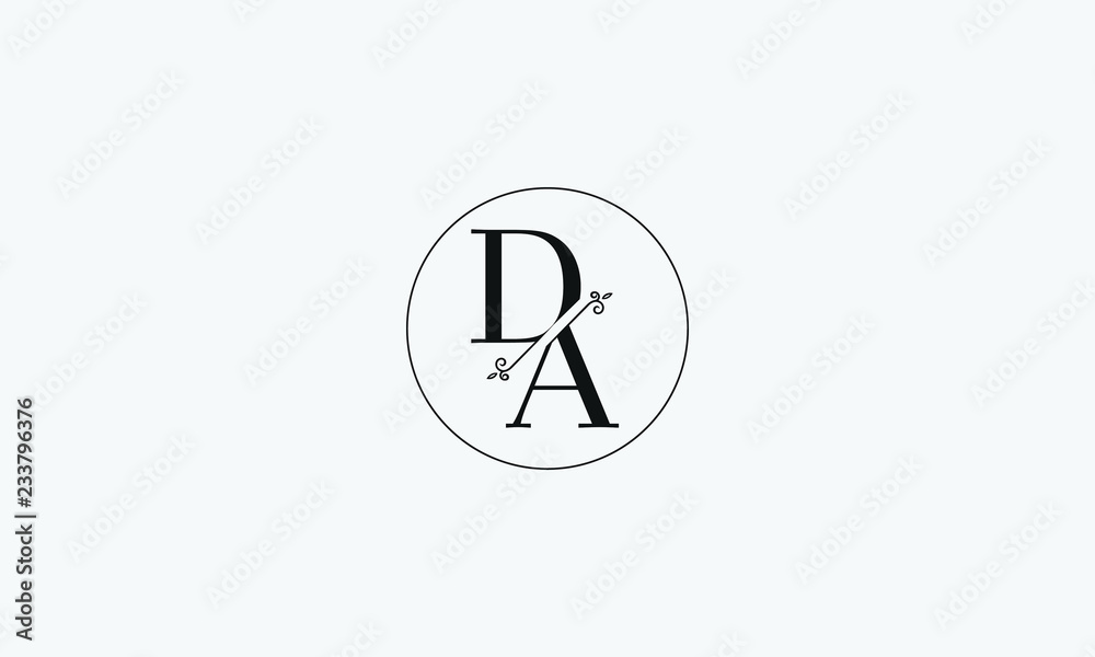 LETTER D AND A MONOGRAM LOGO WITH CIRCLE FRAME FOR LOGO DESIGN OR ...