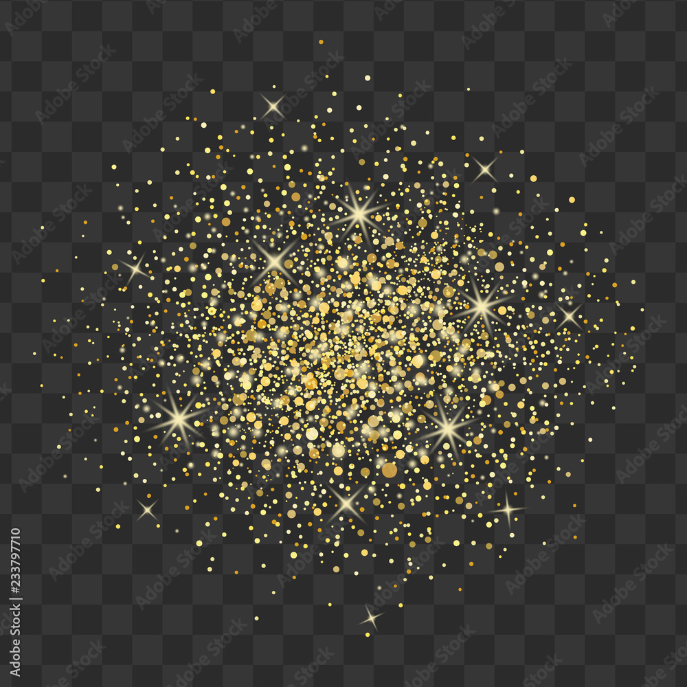 Gold glitter on transparent background. Vector shine texture. Design ...