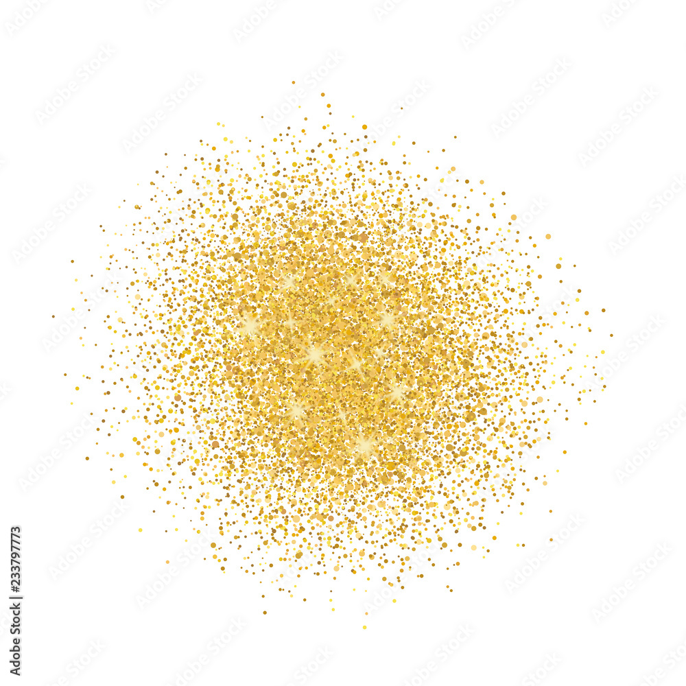 Gold glitter on white background. Vector shine texture. Design element ...