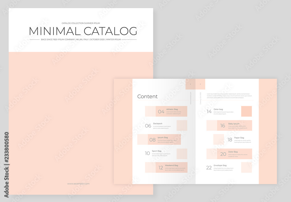 Catalog Layout with Pale Orange Accents Stock Template | Adobe Stock