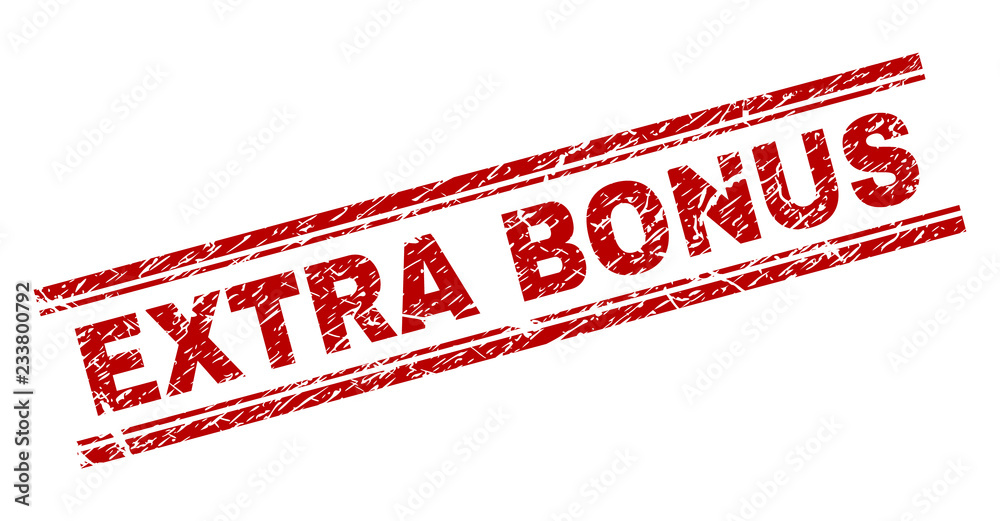 EXTRA BONUS seal print with grunge effect. Red vector rubber print of ...