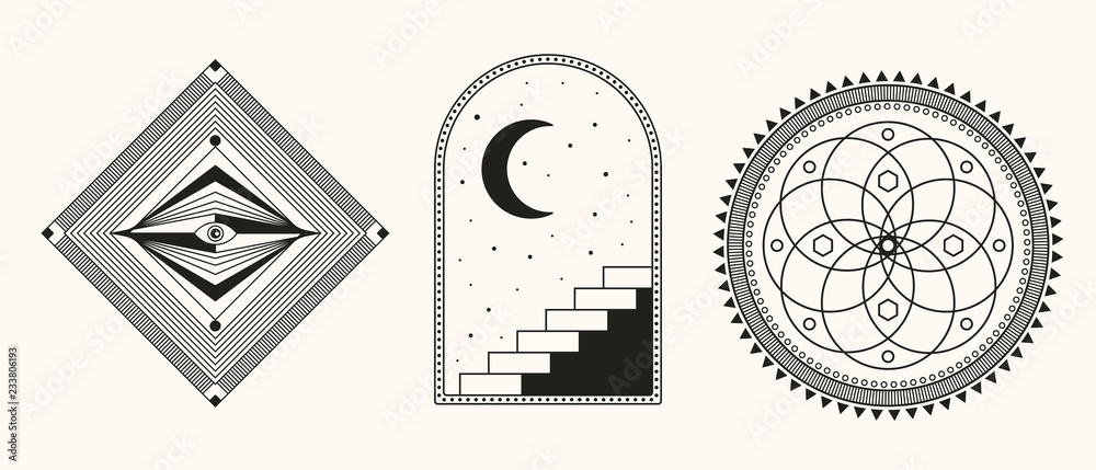 Mystic Symbols. Mandala sacred geometry. Esoteric, Alchemy, sacred ...