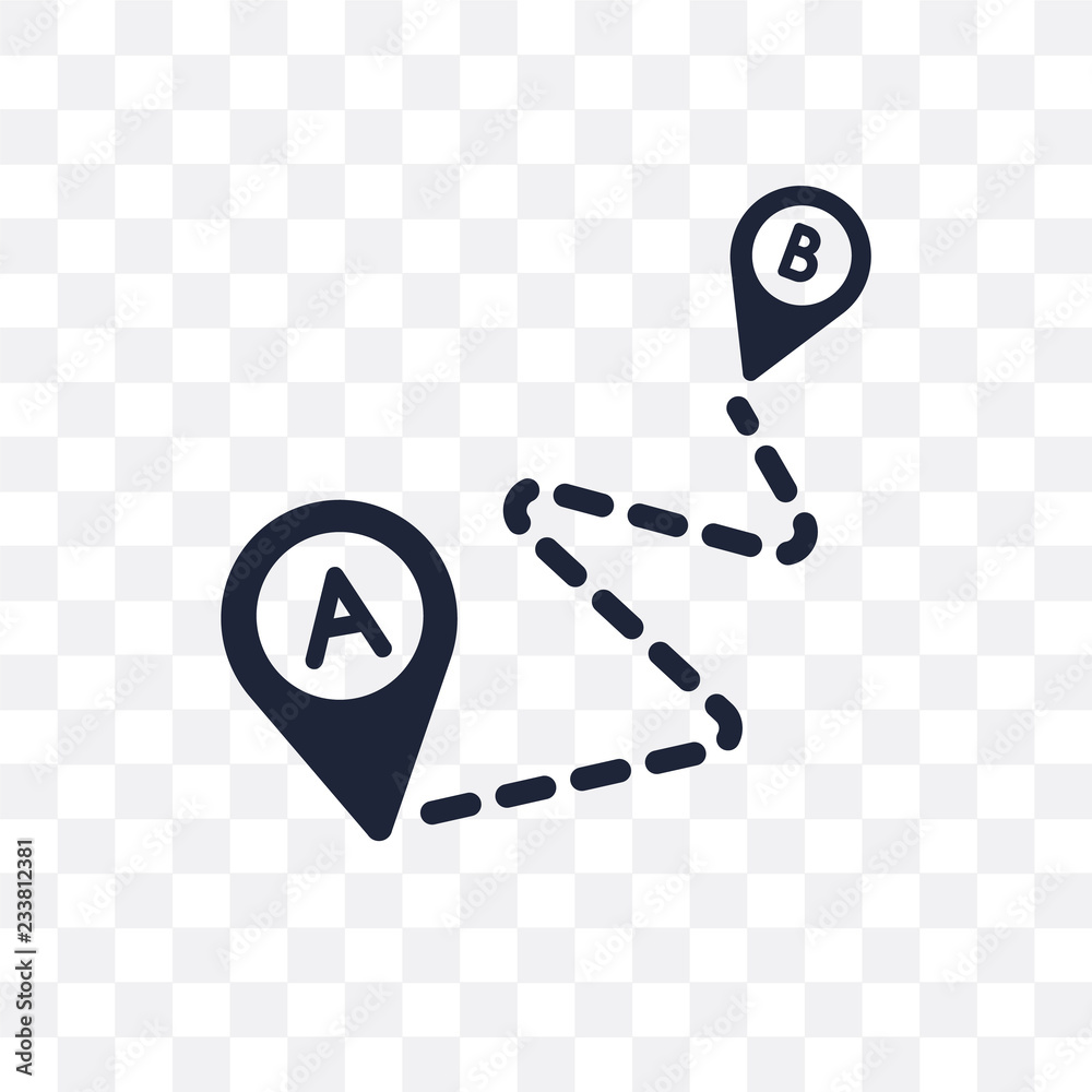 Path A to B transparent icon. Path A to B symbol design from Maps and ...