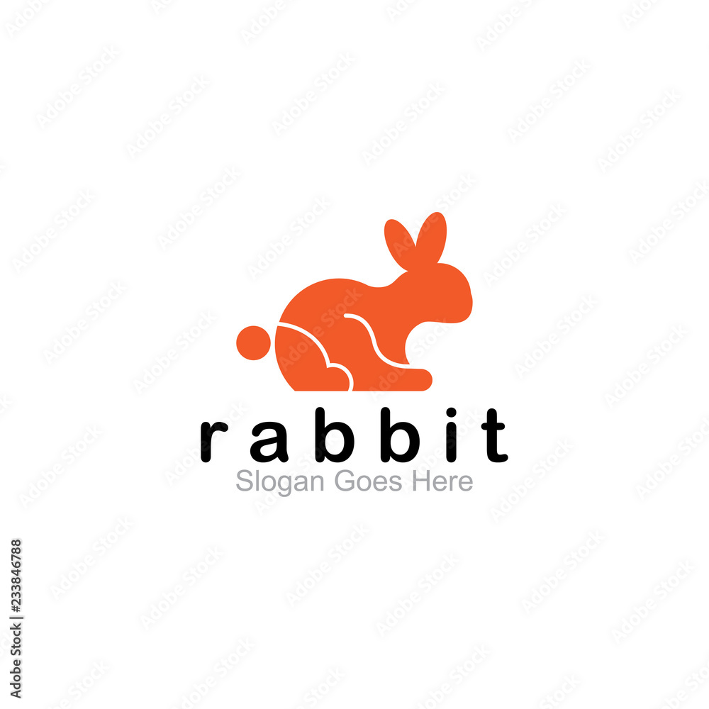 Rabbit logo design inspiration. Pet shop / Pet care logo template Stock ...