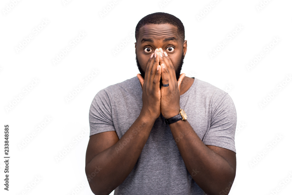 Allergic reaction to smells, a man sneezes, allergy symptoms, African ...