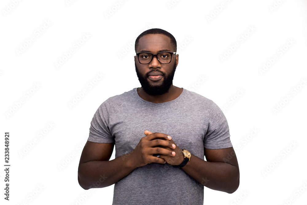 Confident successful African American man who has achieved a high ...