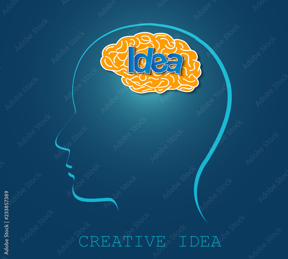 Human head creative idea brain icon. spark success in business ...