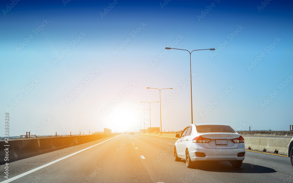 Car driving on highway road auto speed transportation Stock Photo ...