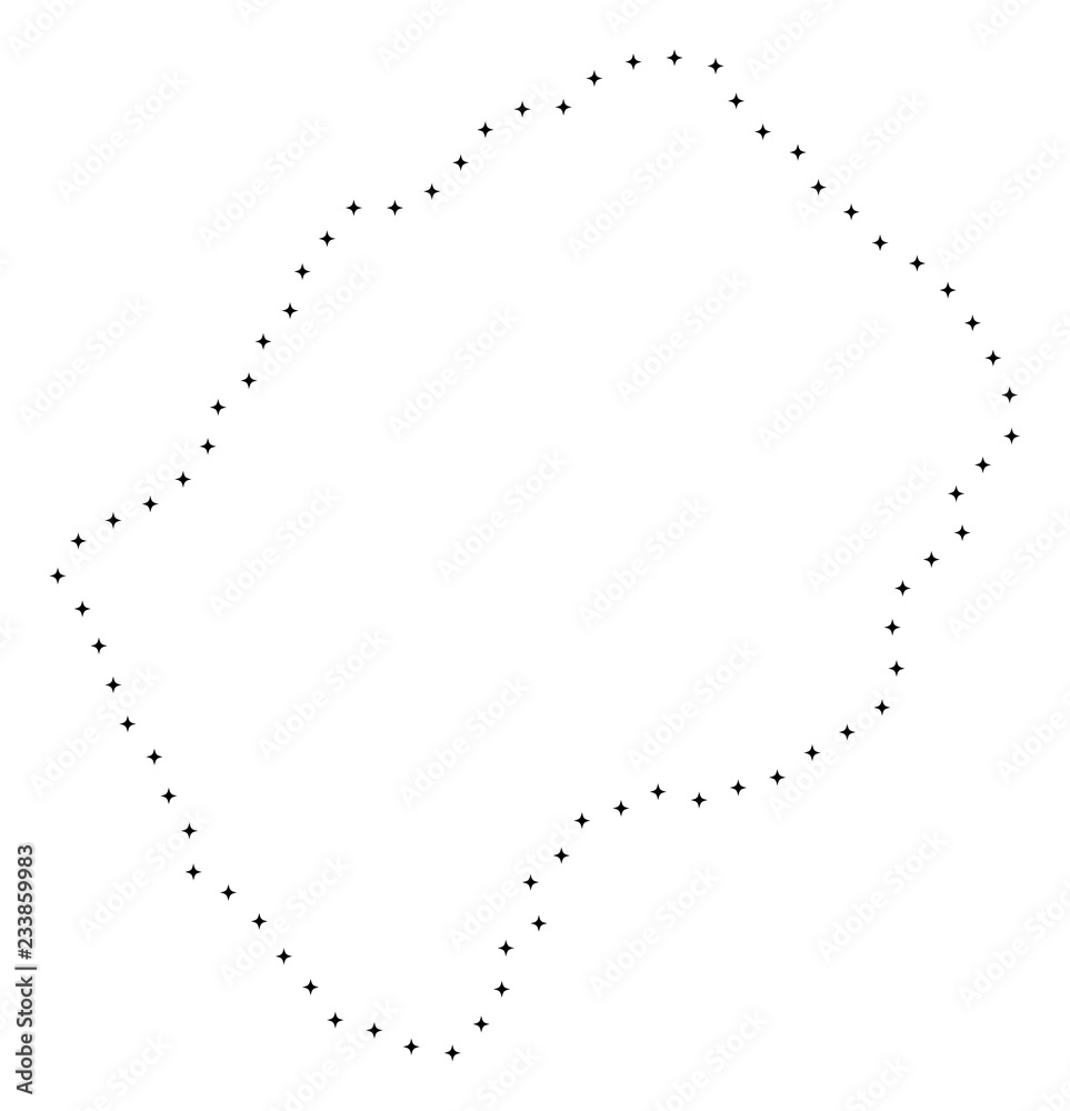 Vector stroke dotted Lesotho map in black color, small border points ...