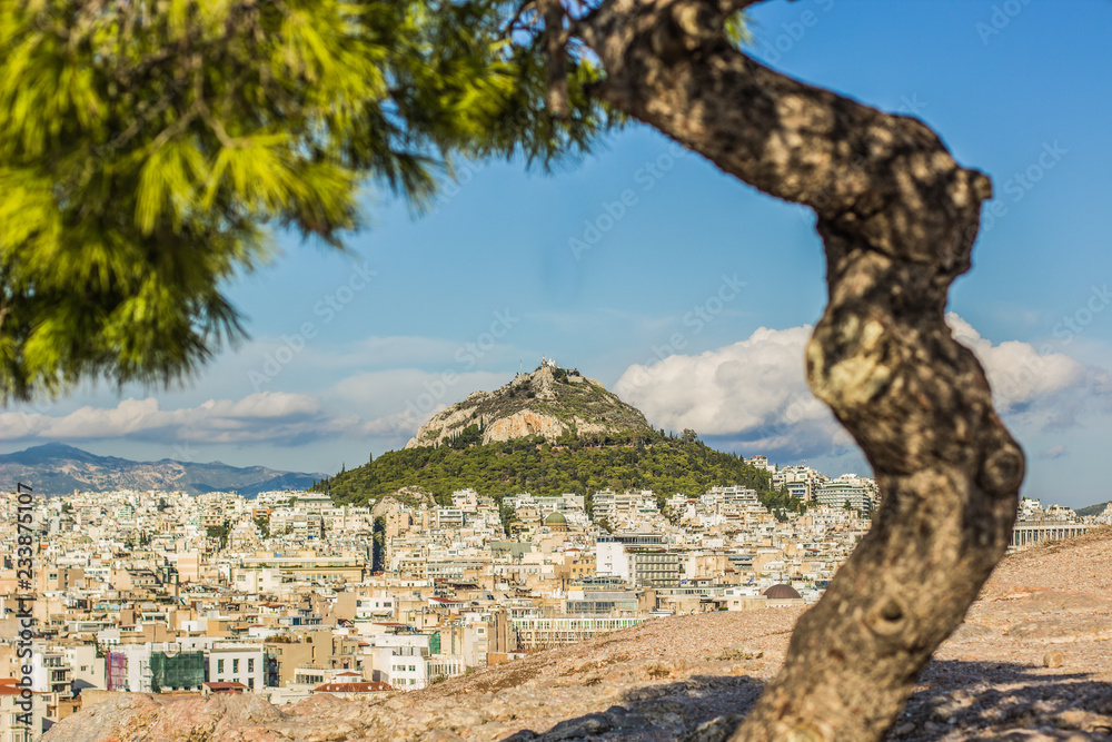 Athens - capital of Greece city view from above of rock top point and ...