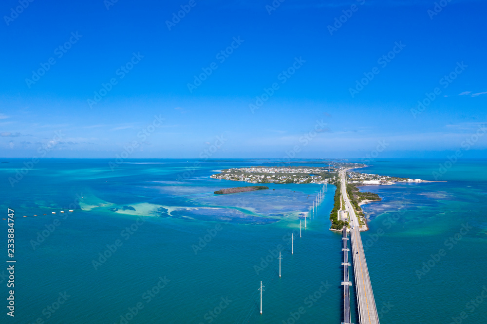 key west island florida highway and bridges over the sea aerial view ...