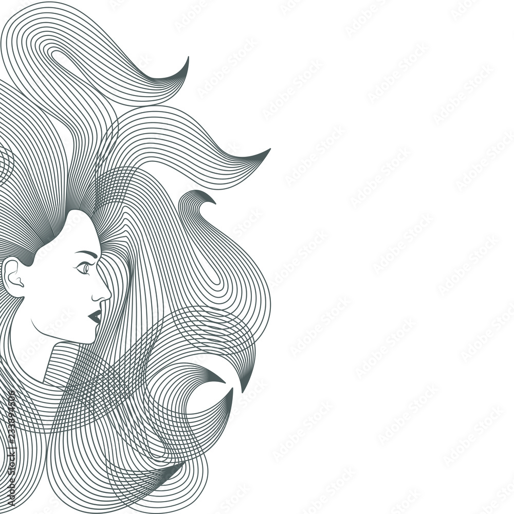Image women with long hair style icon. Isolated symbol of women with ...