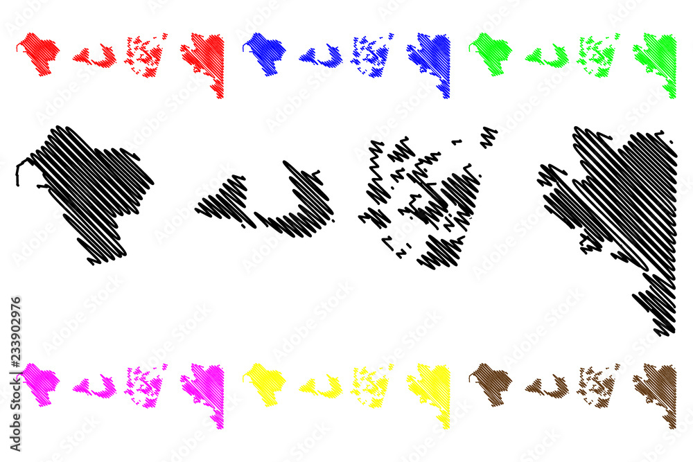 Puducherry (Federated states, Republic of India) map vector ...