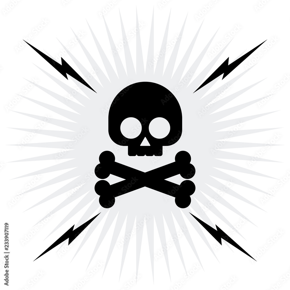 Danger, hazard sign vector illustration, flat cartoon electric shock ...